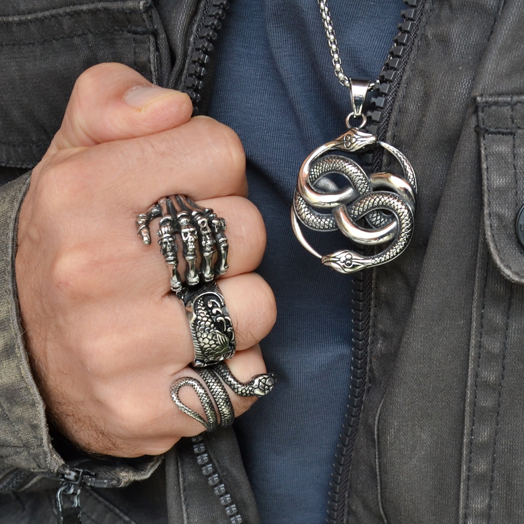 Crossed Snake Necklace